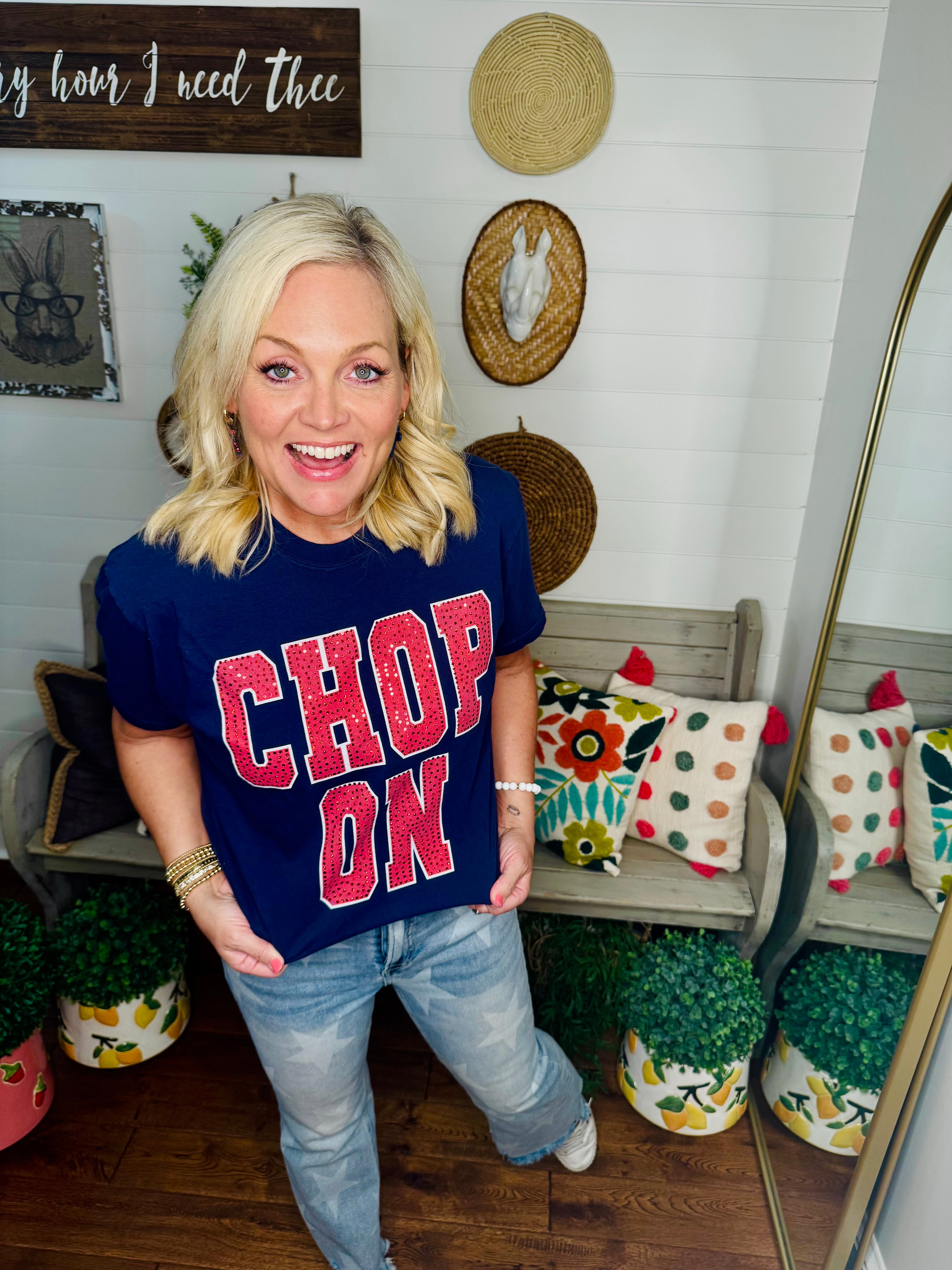 Chop on navy comfort colors baseball shirt sparkle warehouse clearance ...