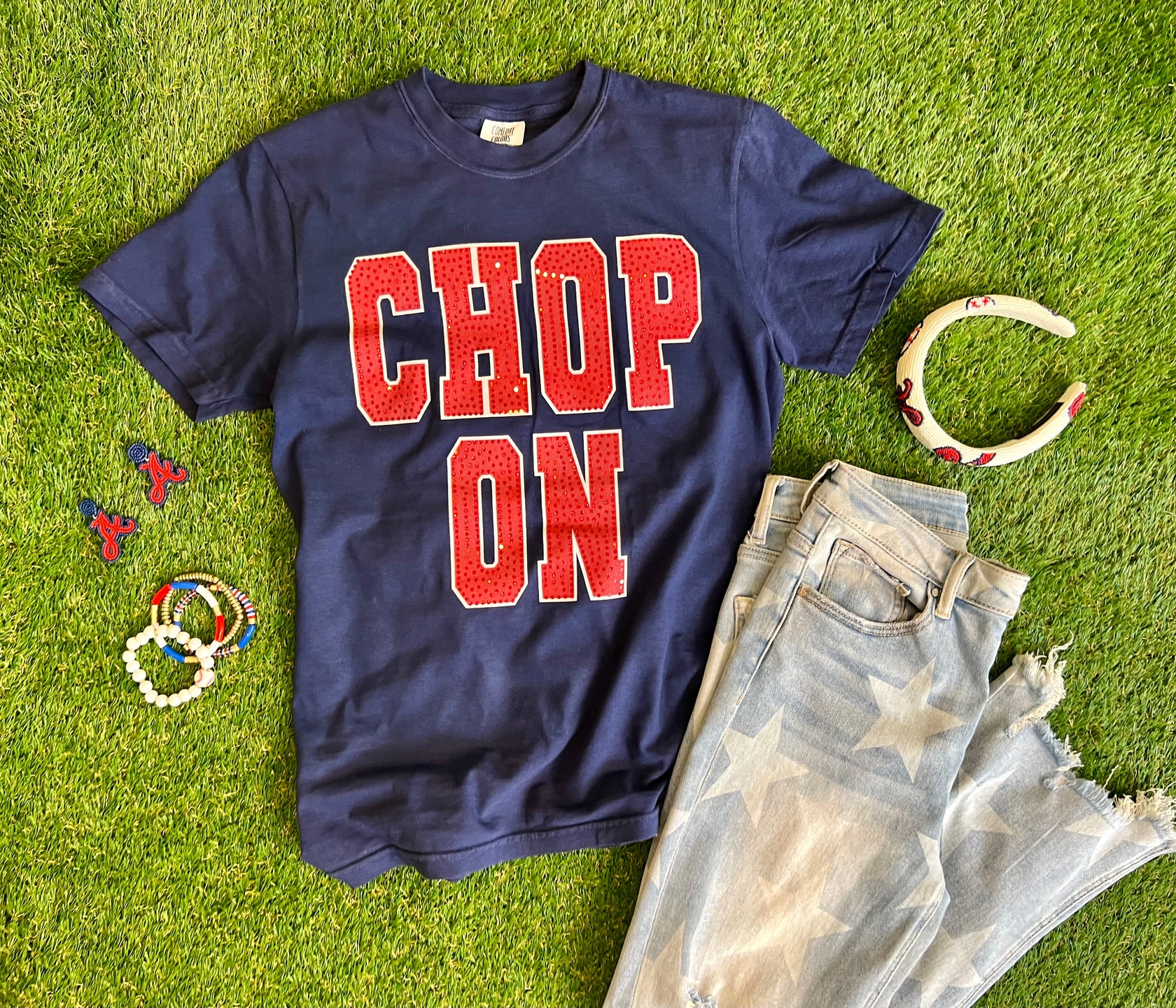 Chop on navy comfort colors baseball shirt sparkle warehouse clearance ...