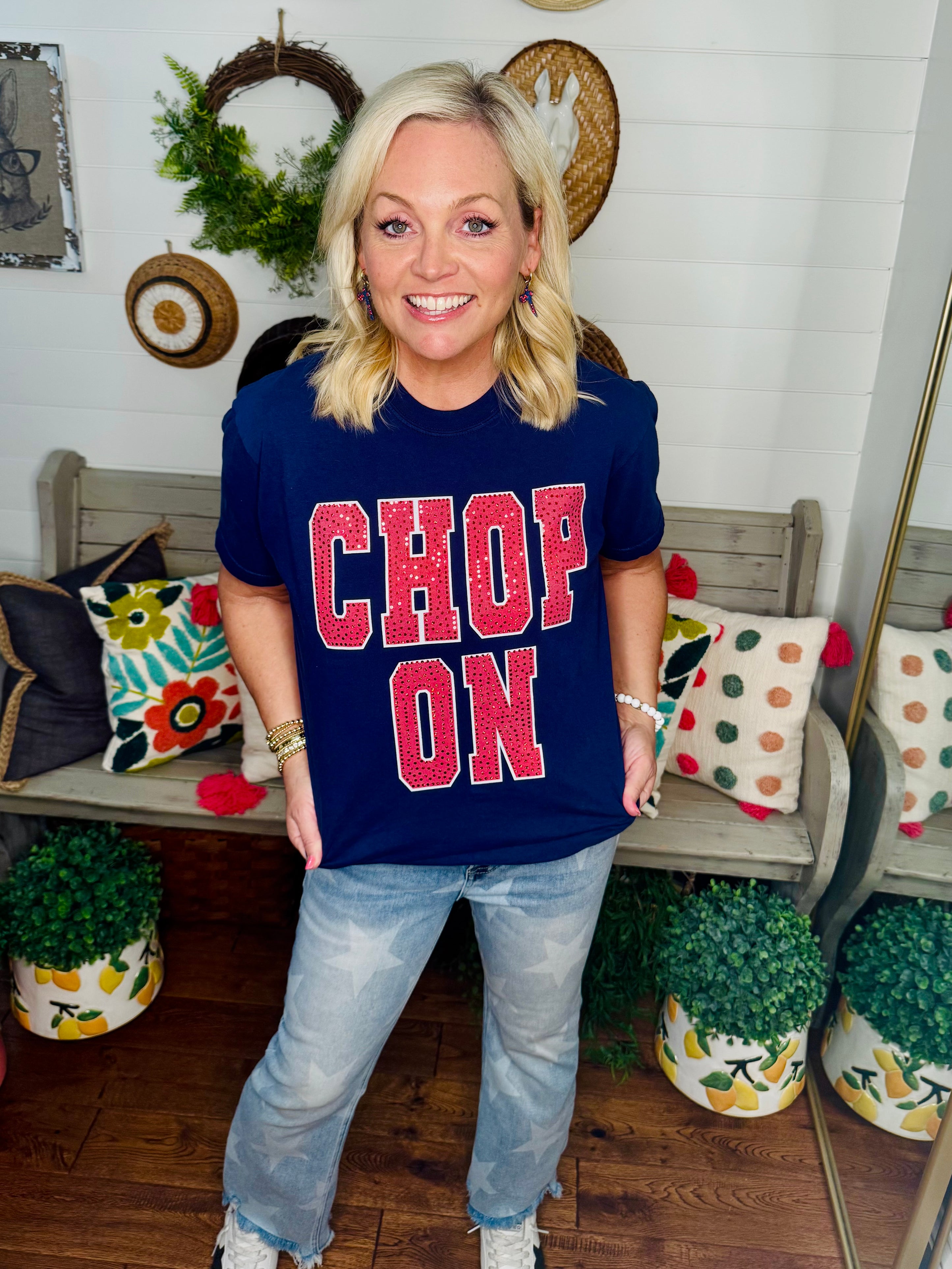 Chop on navy comfort colors baseball shirt sparkle warehouse clearance ...