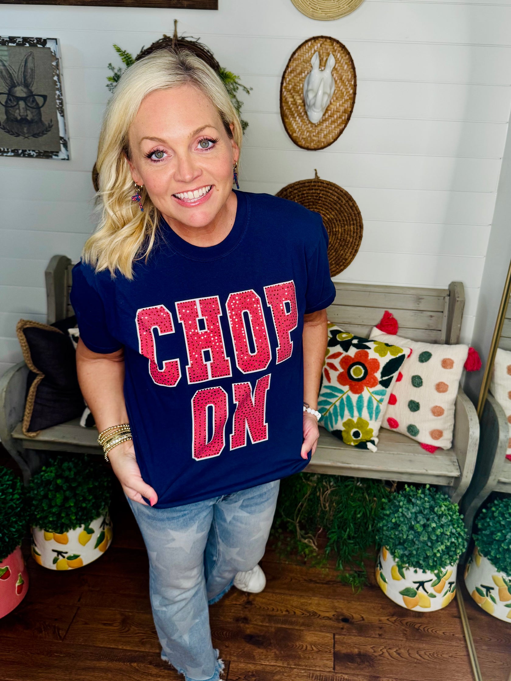 Chop on navy comfort colors baseball shirt sparkle warehouse clearance ...