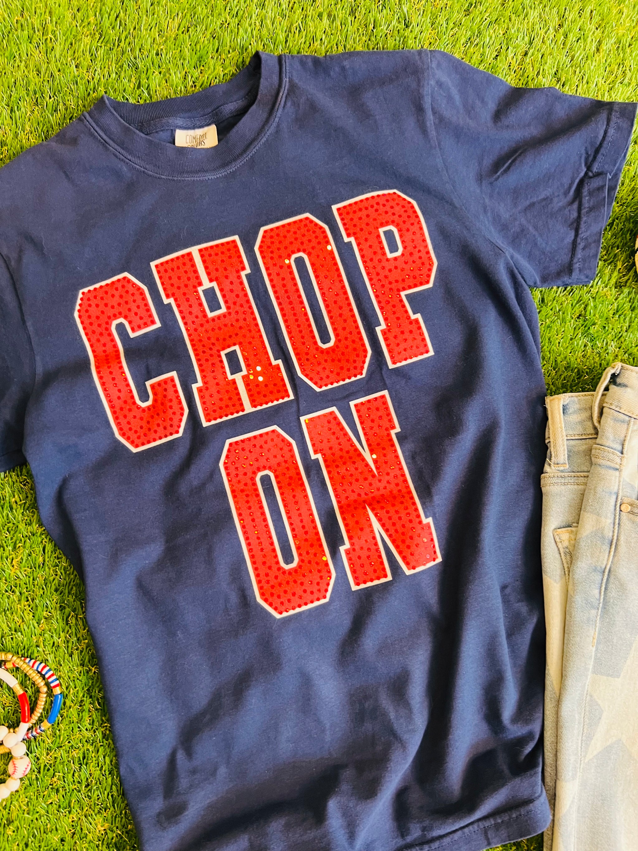 Chop on navy comfort colors baseball shirt sparkle warehouse clearance ...