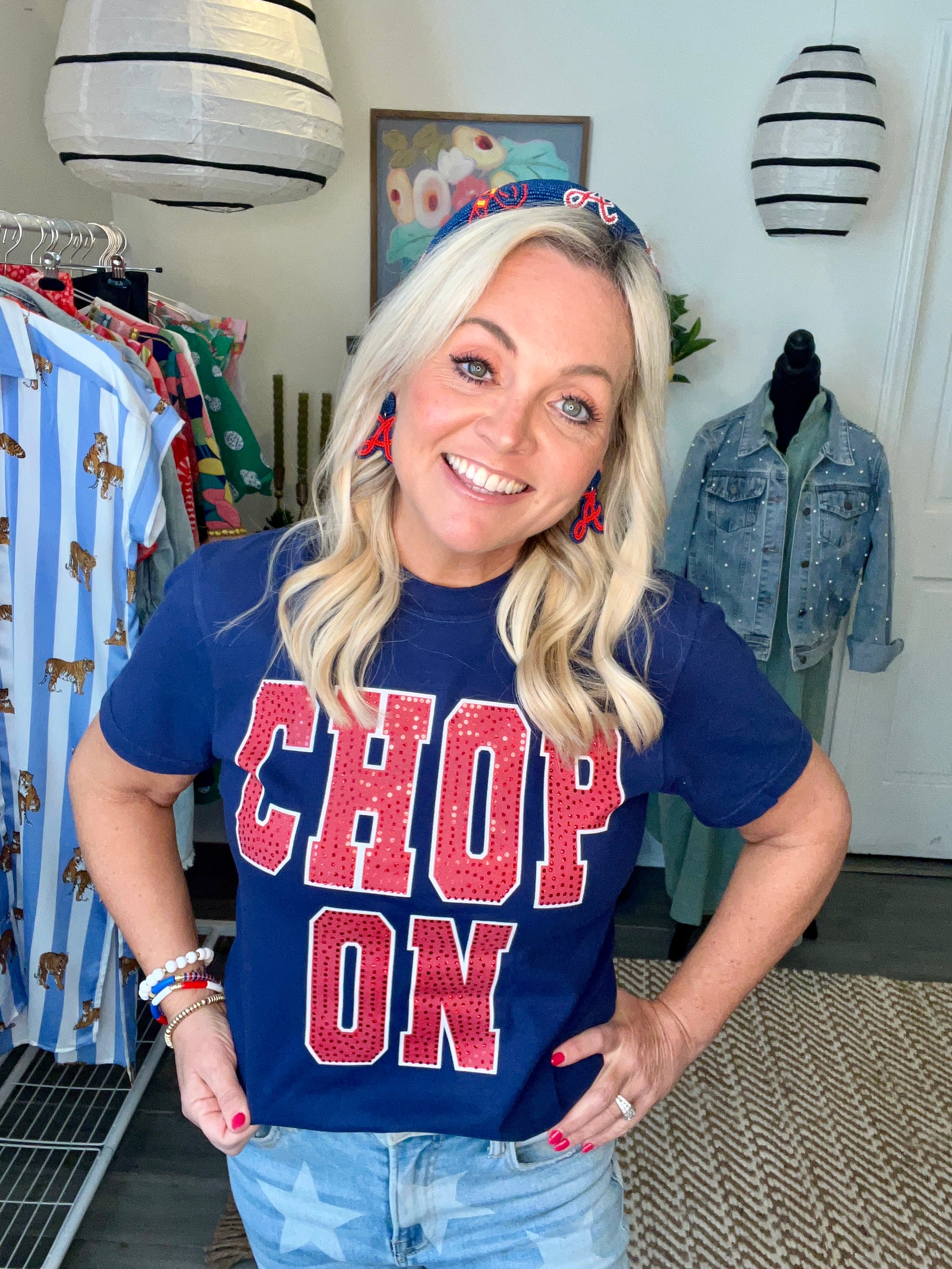 Chop on navy comfort colors baseball shirt sparkle warehouse clearance ...